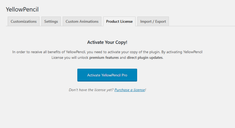 Activate & Deactivate License – YellowPencil Docs